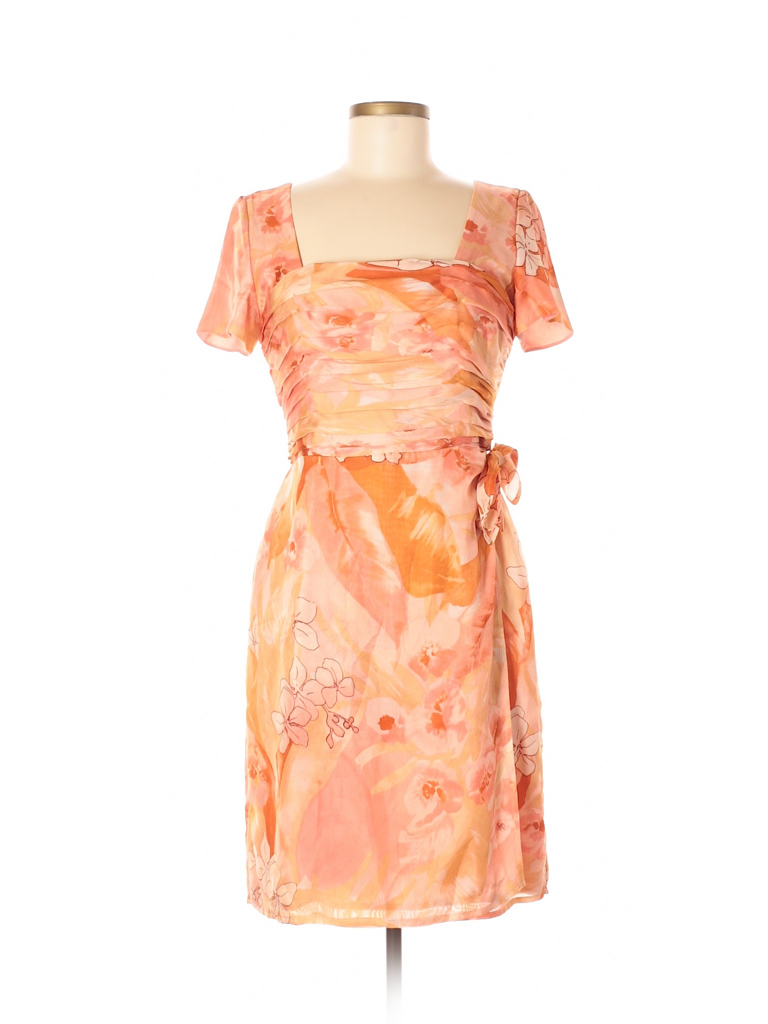 Talbots 100 Silk Print Coral Casual Dress Size 6 87 Off Thredup