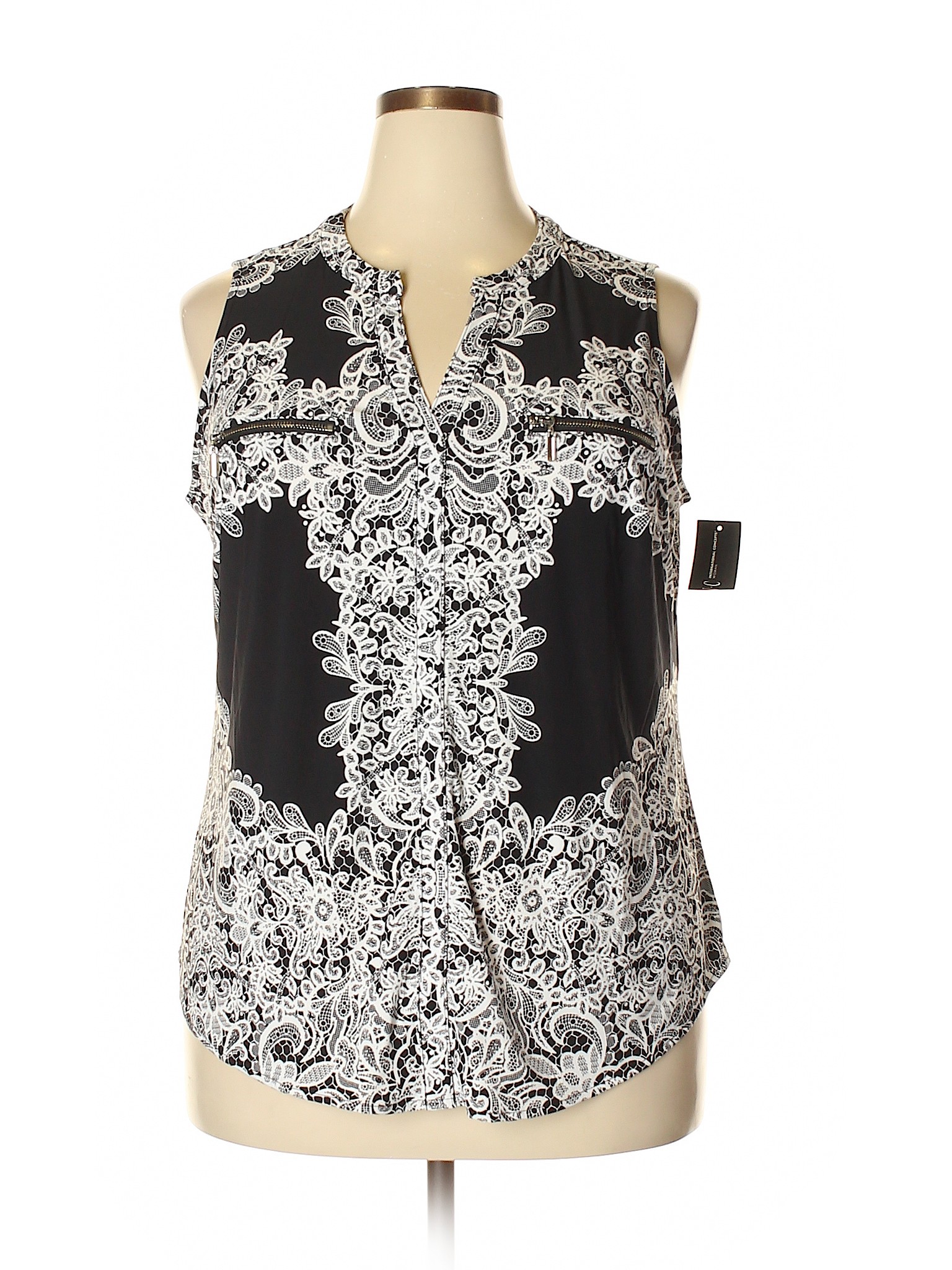 INC International Concepts Black Sleeveless Top Size 1X (Plus) - 65% ...