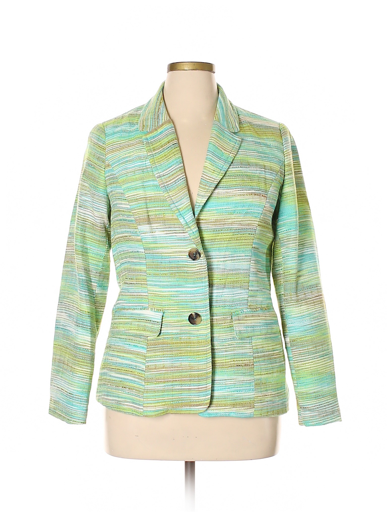 Coldwater Creek Stripes Green Blazer Size 14 - 78% off | thredUP