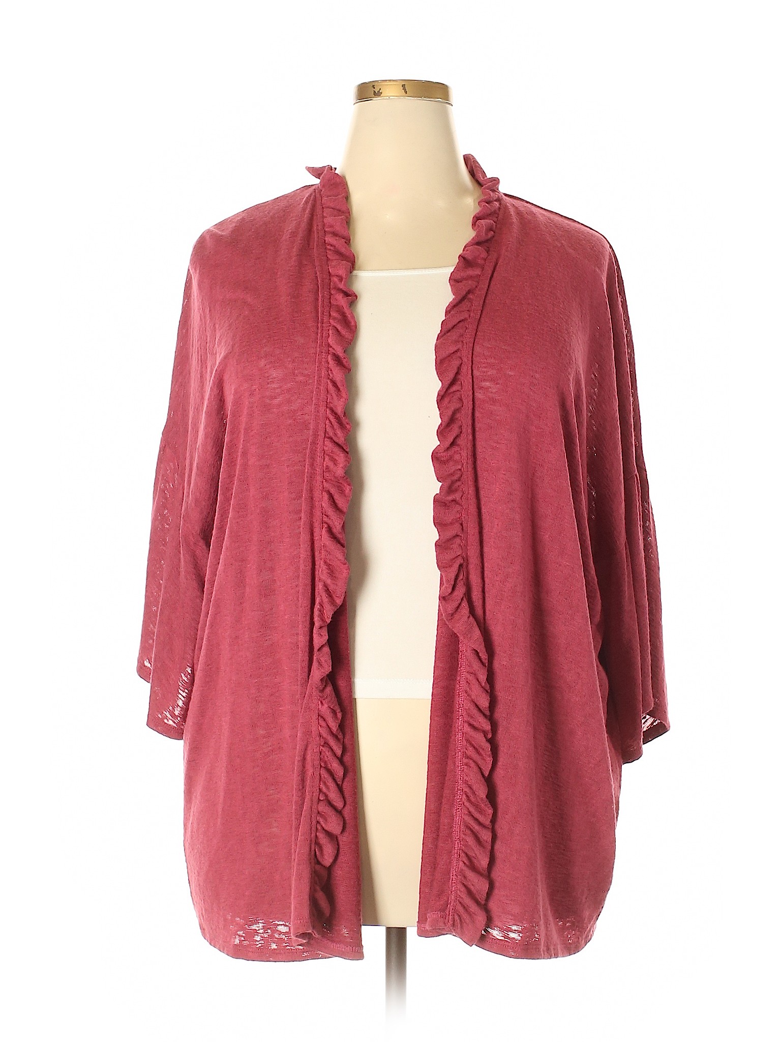 B Collection by Bobeau Solid Red Cardigan Size 3X (Plus) - 78% off ...