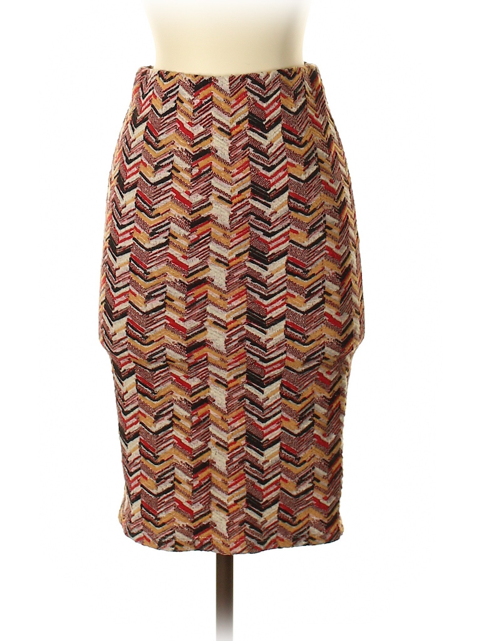 Trafaluc By Zara Chevron Herringbone Red Casual Skirt Size S 88 Off