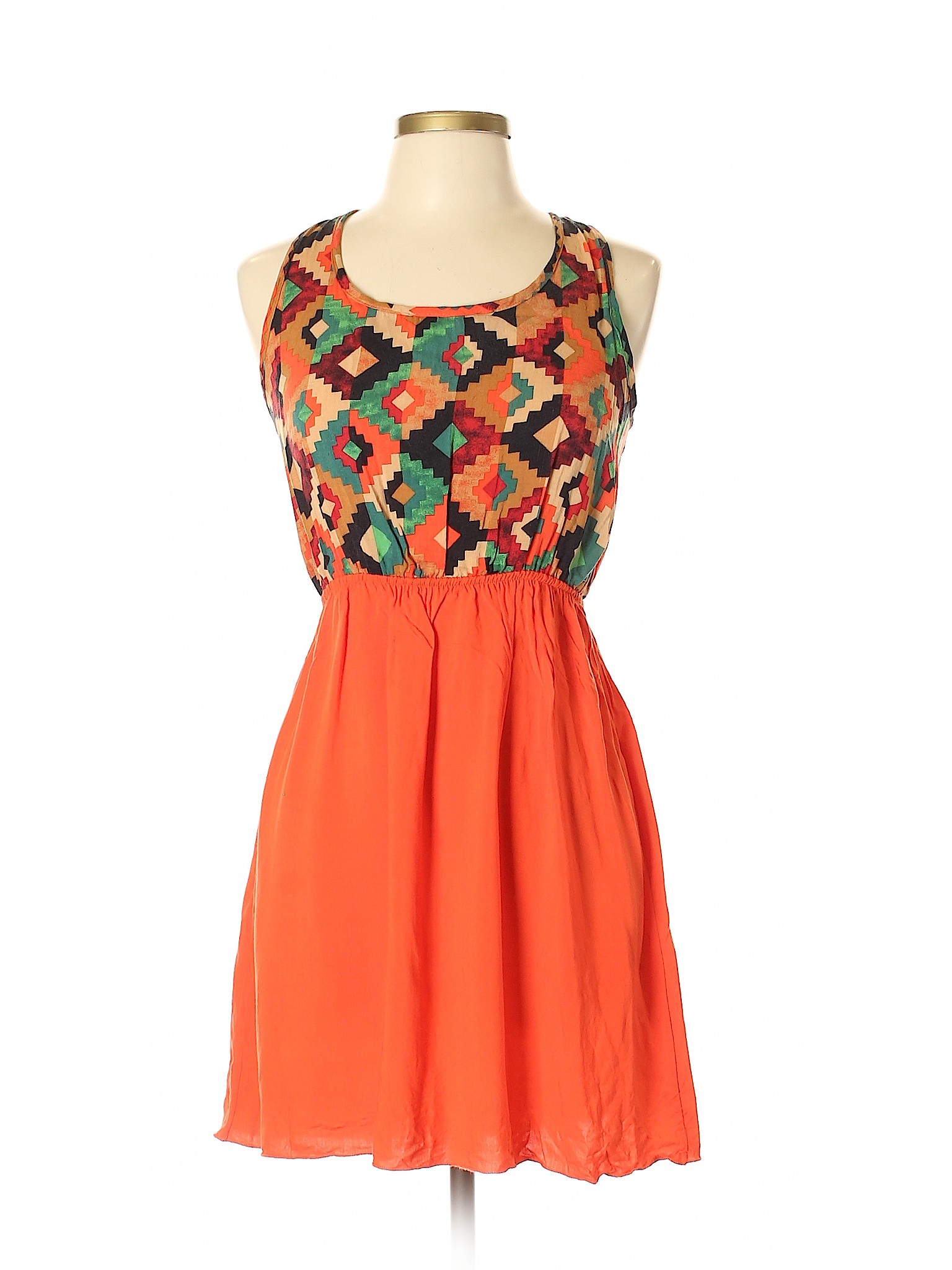 Edge Print Orange Casual Dress Size L 82 Off Thredup