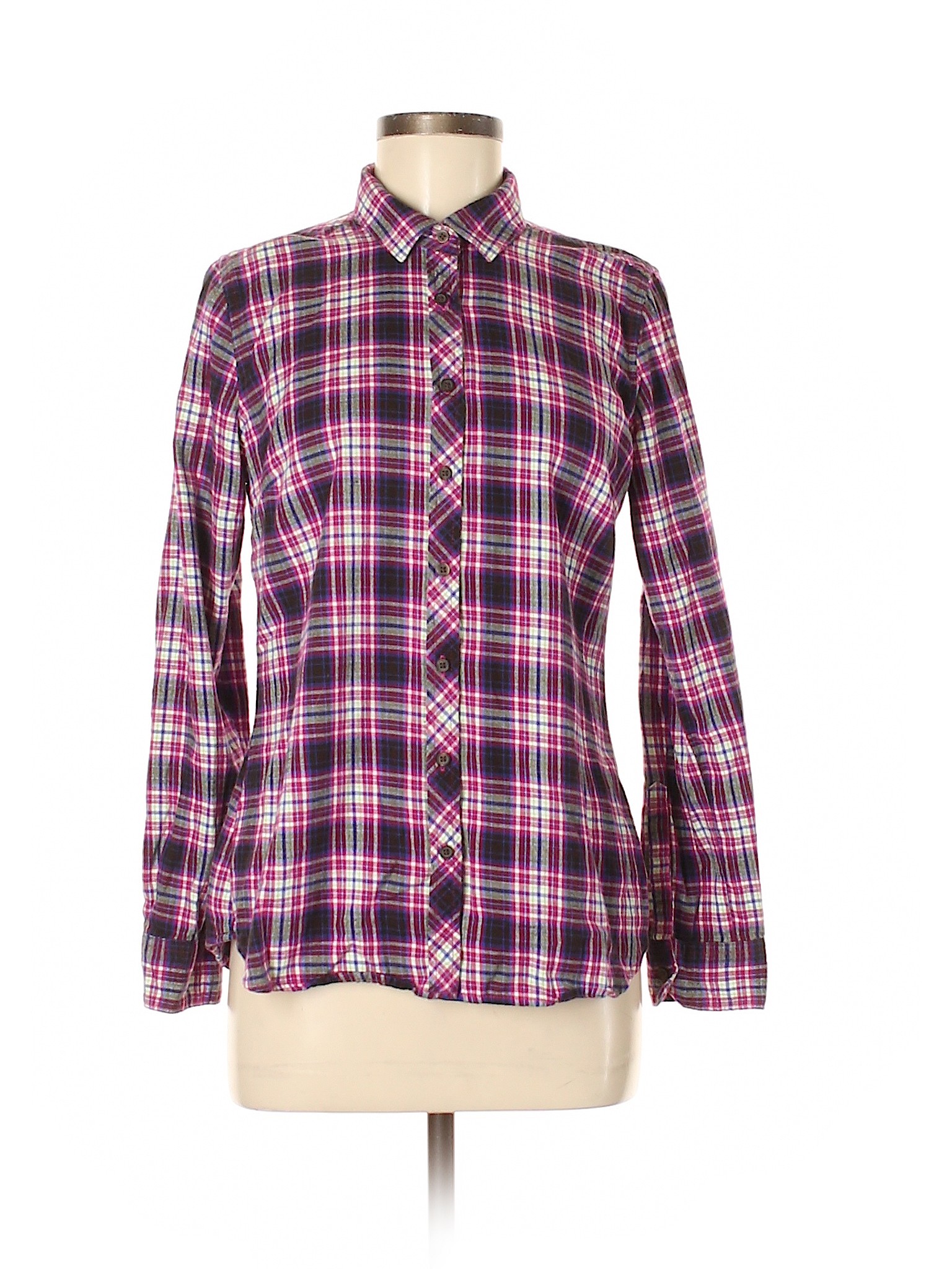 Eddie Bauer 100% Cotton Plaid Pink Long Sleeve Button-Down Shirt Size M - 75% off | thredUP