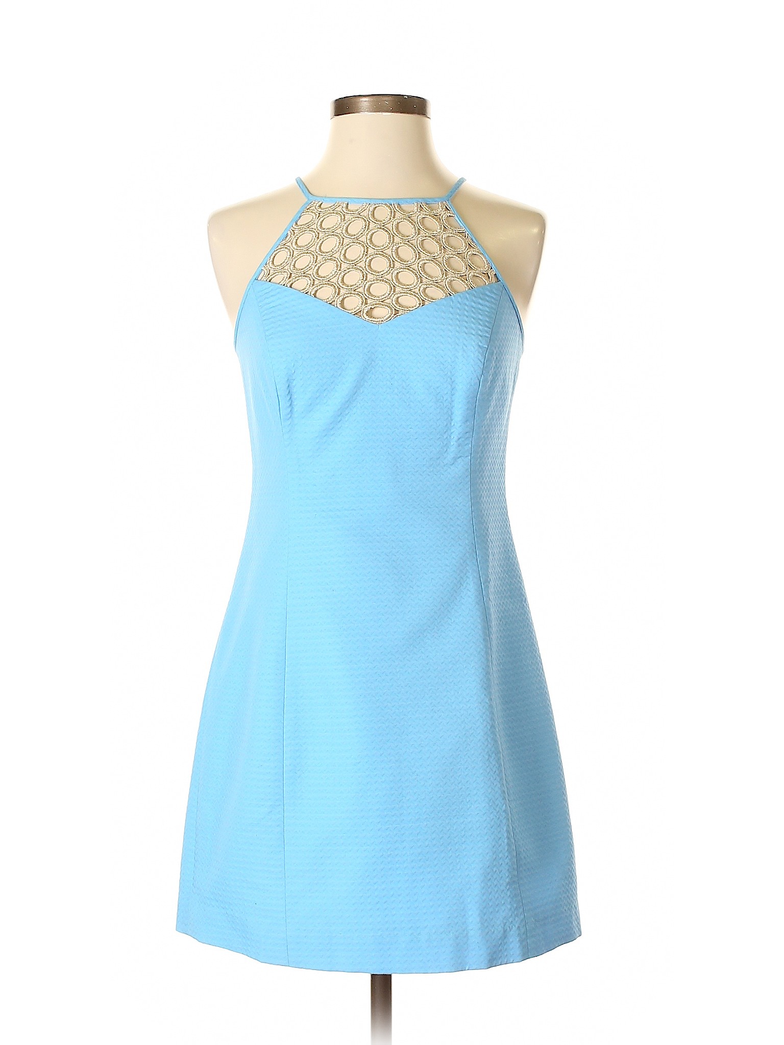 Lilly Pulitzer 100 Cotton Solid Blue Cocktail Dress Size 2 69 Off