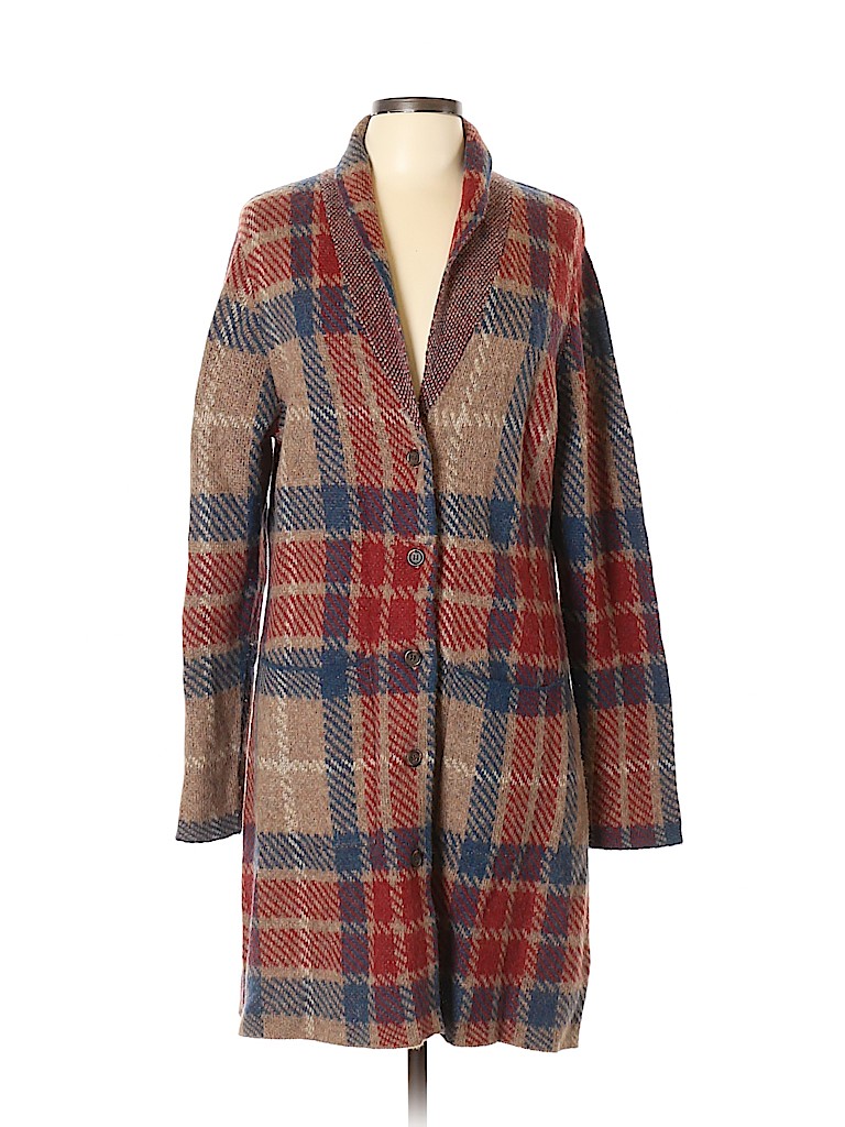 Toad And Co 100 Lambswool Plaid Brown Wool Cardigan Size L 77 Off