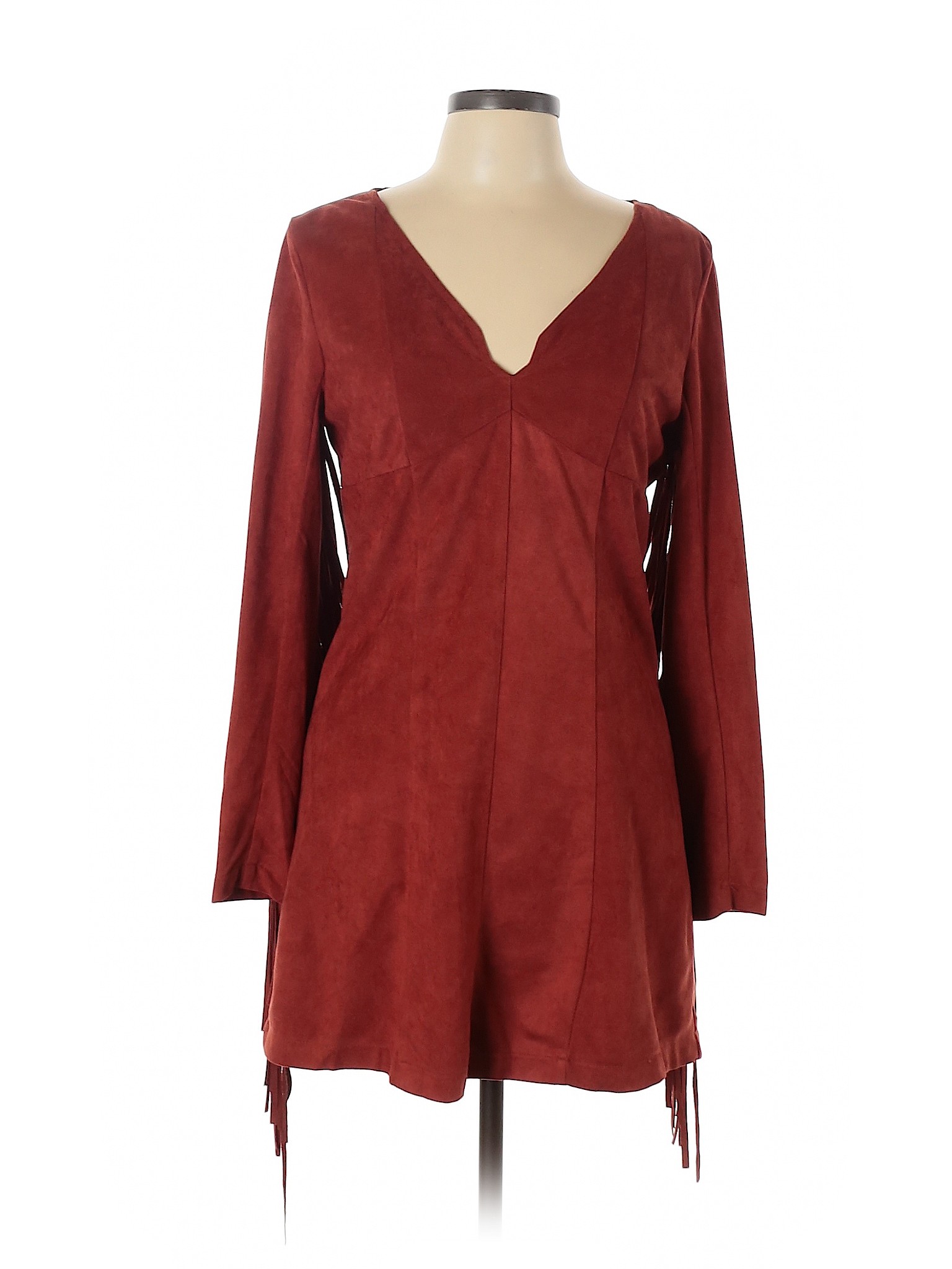 By Together 100 Polyester Solid Orange Casual Dress Size L 66 Off
