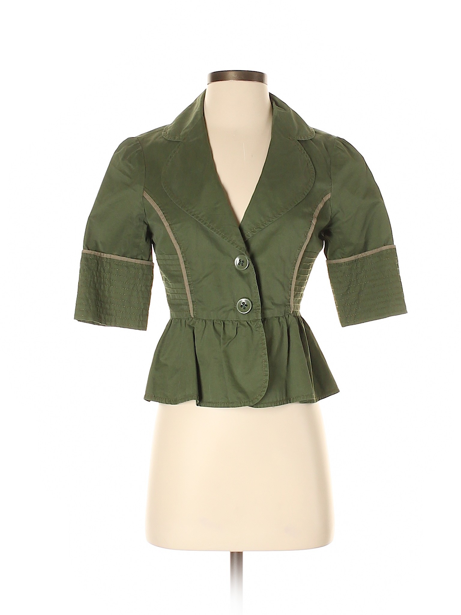 Elevenses 100% Cotton Solid Green Denim Jacket Size 4 - 95% off | thredUP