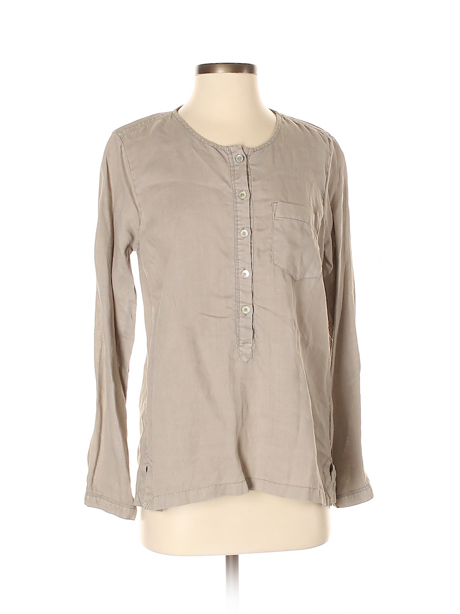 Roots Canada 100% Ramie Tan Long Sleeve Blouse Size S - 91% off | thredUP