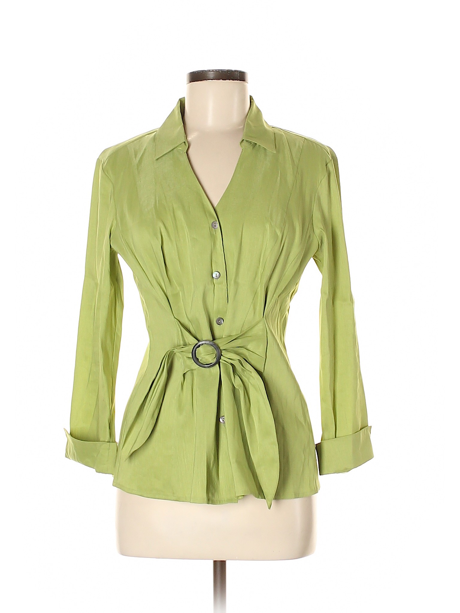 Zozo Solid Green Long Sleeve Button-Down Shirt Size M - 73% off | ThredUp