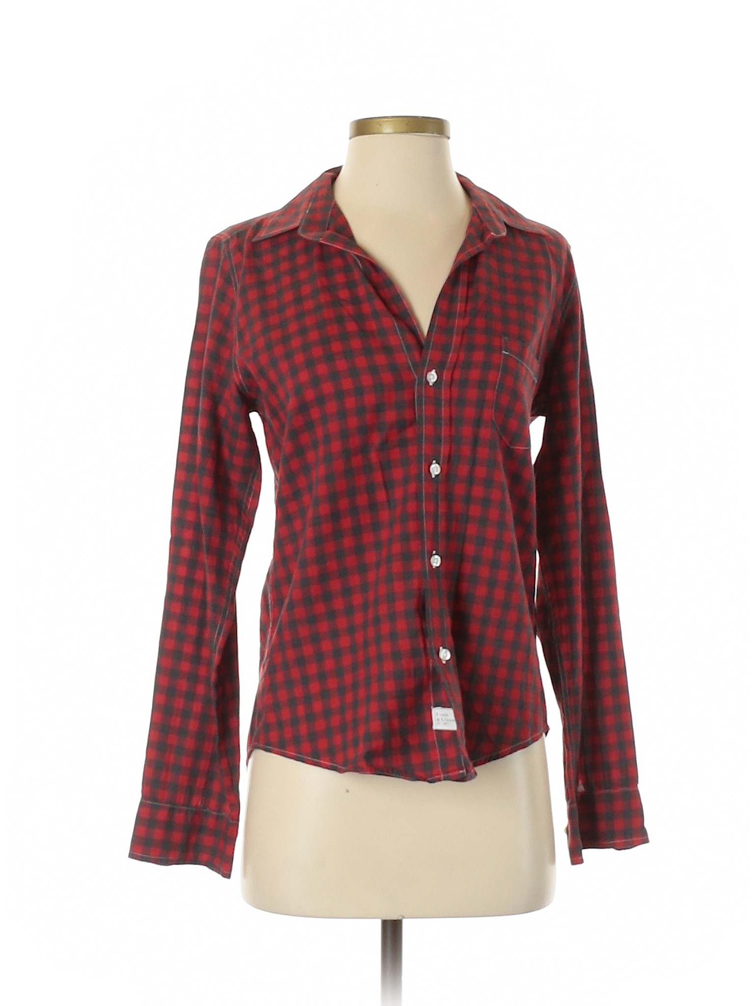 Frank & Eileen 100% Cotton Checkered-gingham Plaid Red Long Sleeve Button-Down Shirt Size S - 83 ...