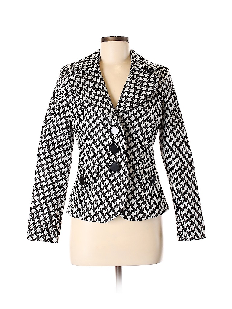 AirField 100% Silk Houndstooth Black Silk Blazer Size 38 (EU) - 85% off | thredUP