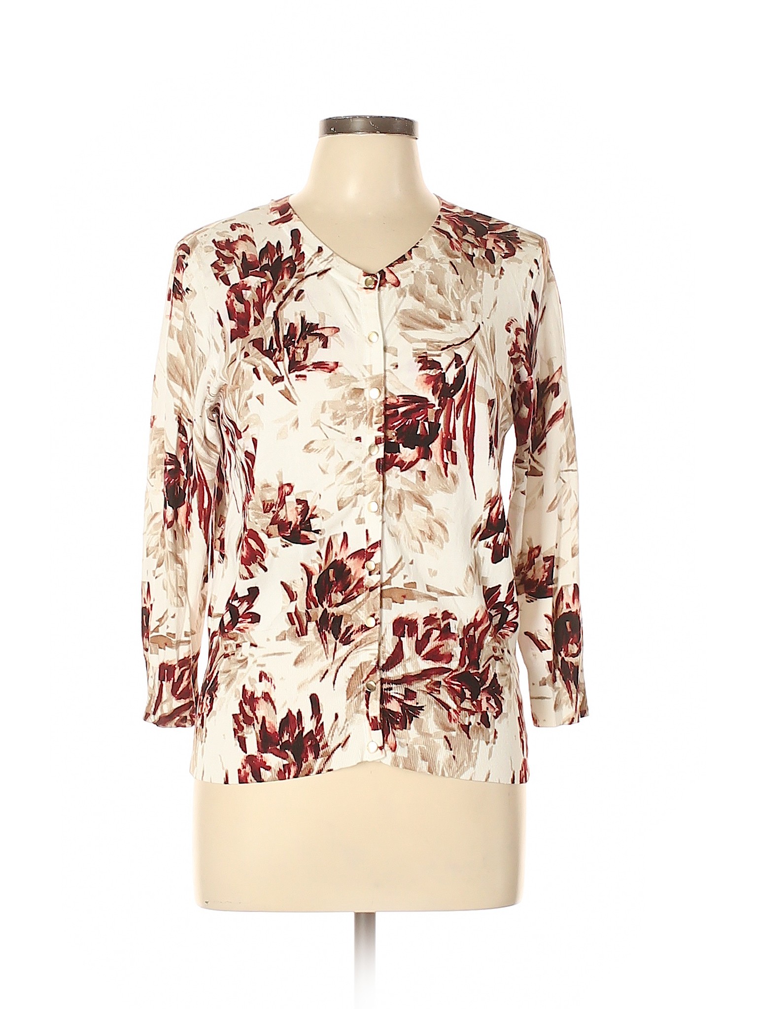 White House Black Market Color Block Floral Ivory Cardigan Size L - 74% ...