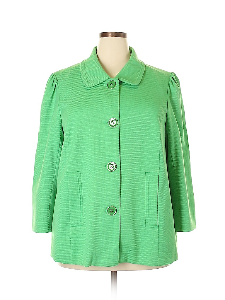 Dialogue Solid Green Coat Size 1X (Plus) - 81% off | thredUP