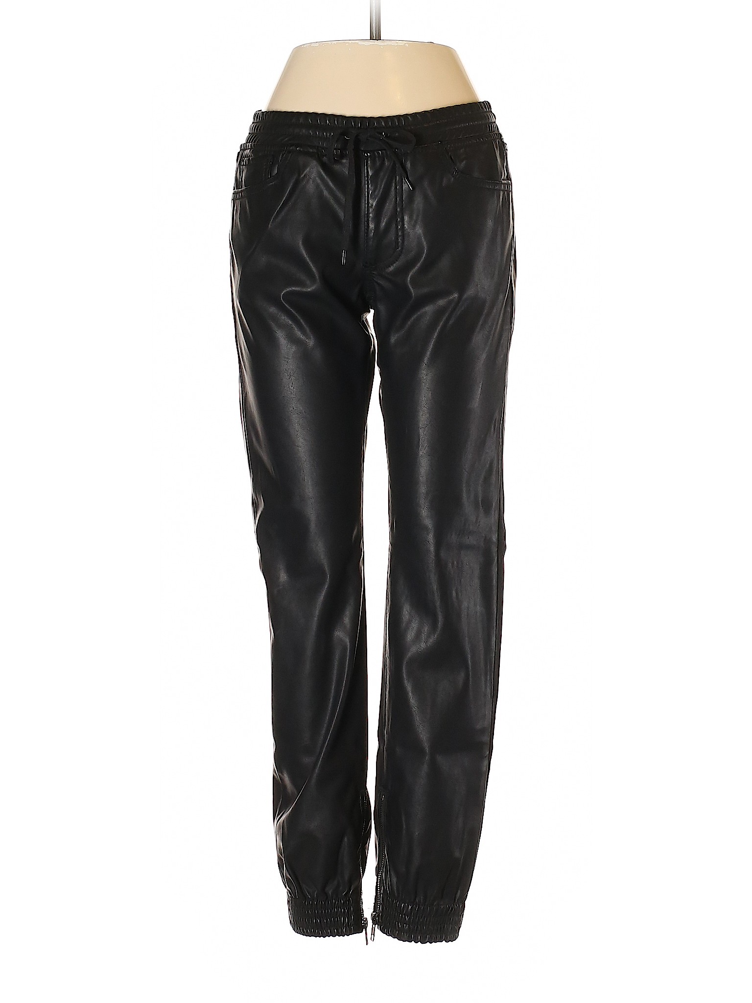 Bullhead 100% Polyester Solid Black Faux Leather Pants Size XS - 71% ...