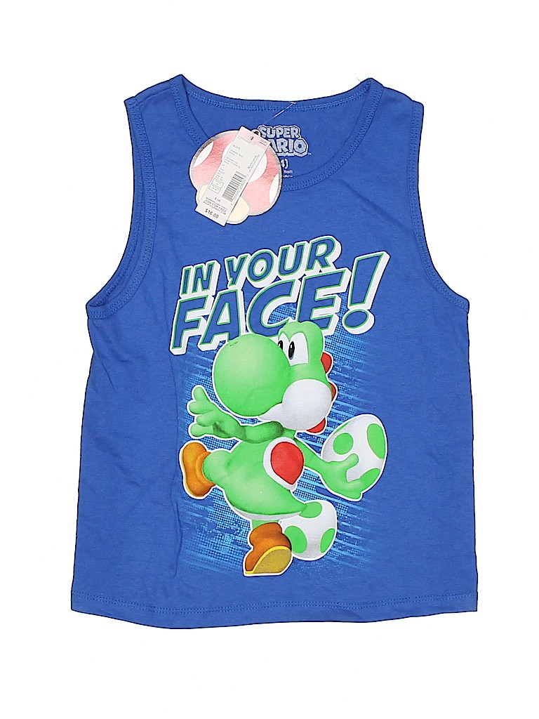 Super Mario 100% Cotton Graphic Blue Tank Top Size Small (Tots) - 75% ...