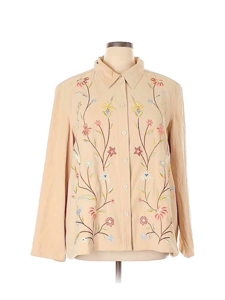 Susan Graver Floral Tan Jacket Size 2x Plus 75 Off Thredup