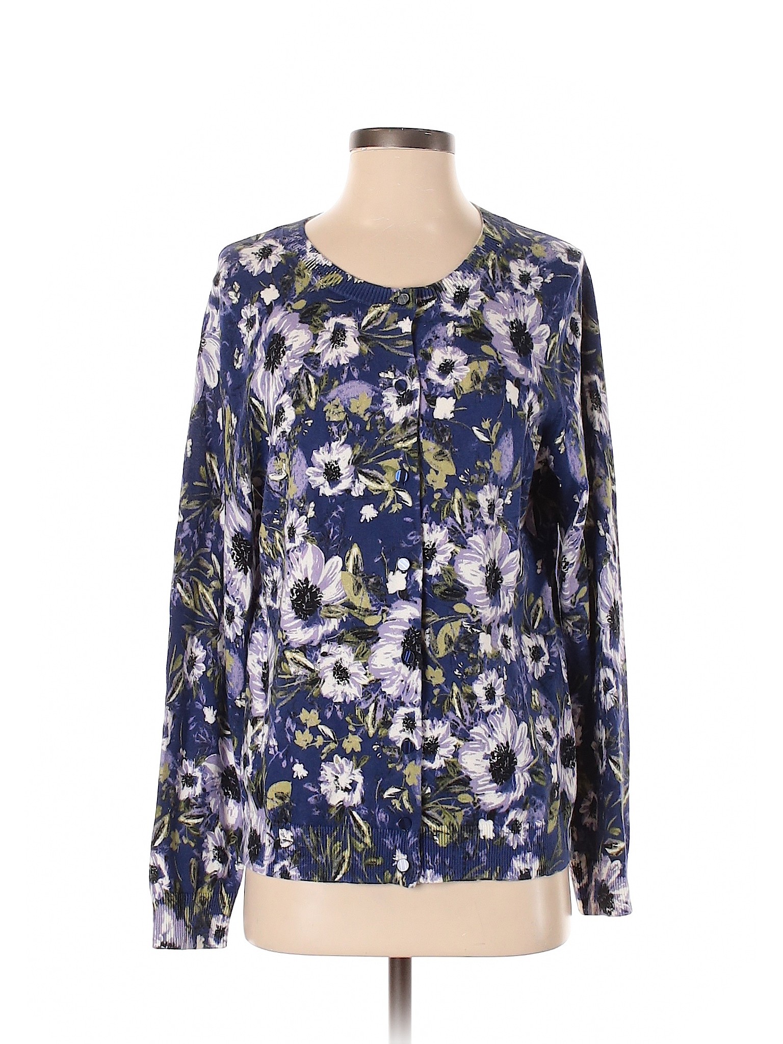 Talbots Outlet 100% Cotton Floral Blue Cardigan Size M - 75% off | thredUP