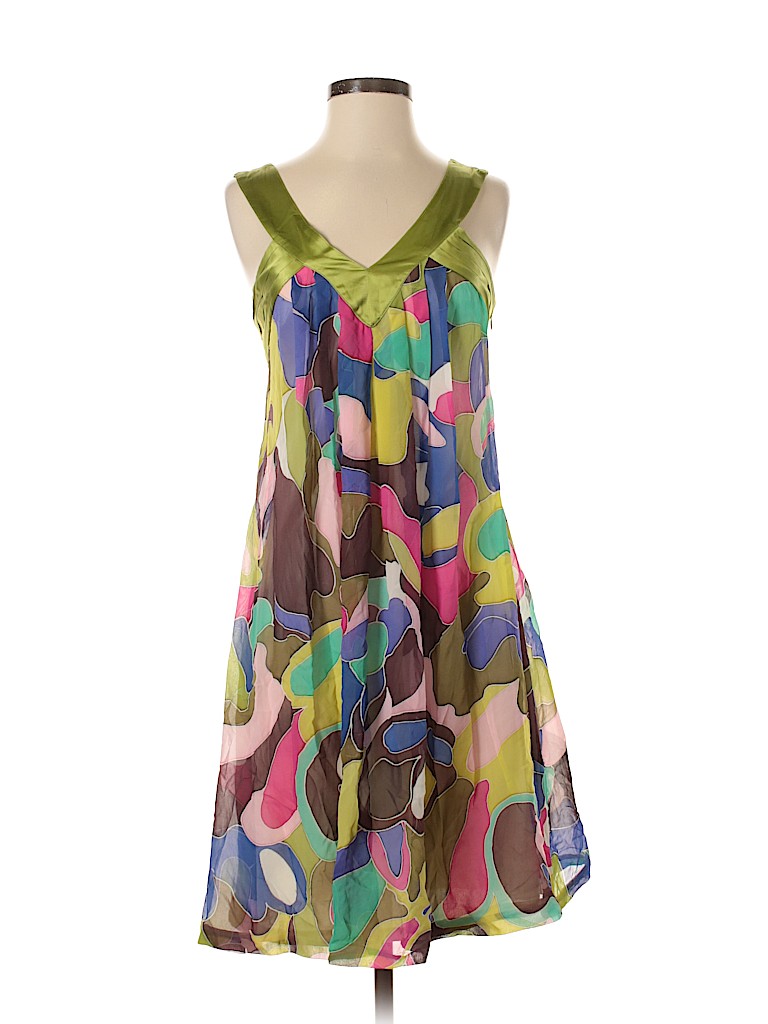 Sue Wong Floral Color Block Green Casual Dress Size 4 - 95% off | thredUP