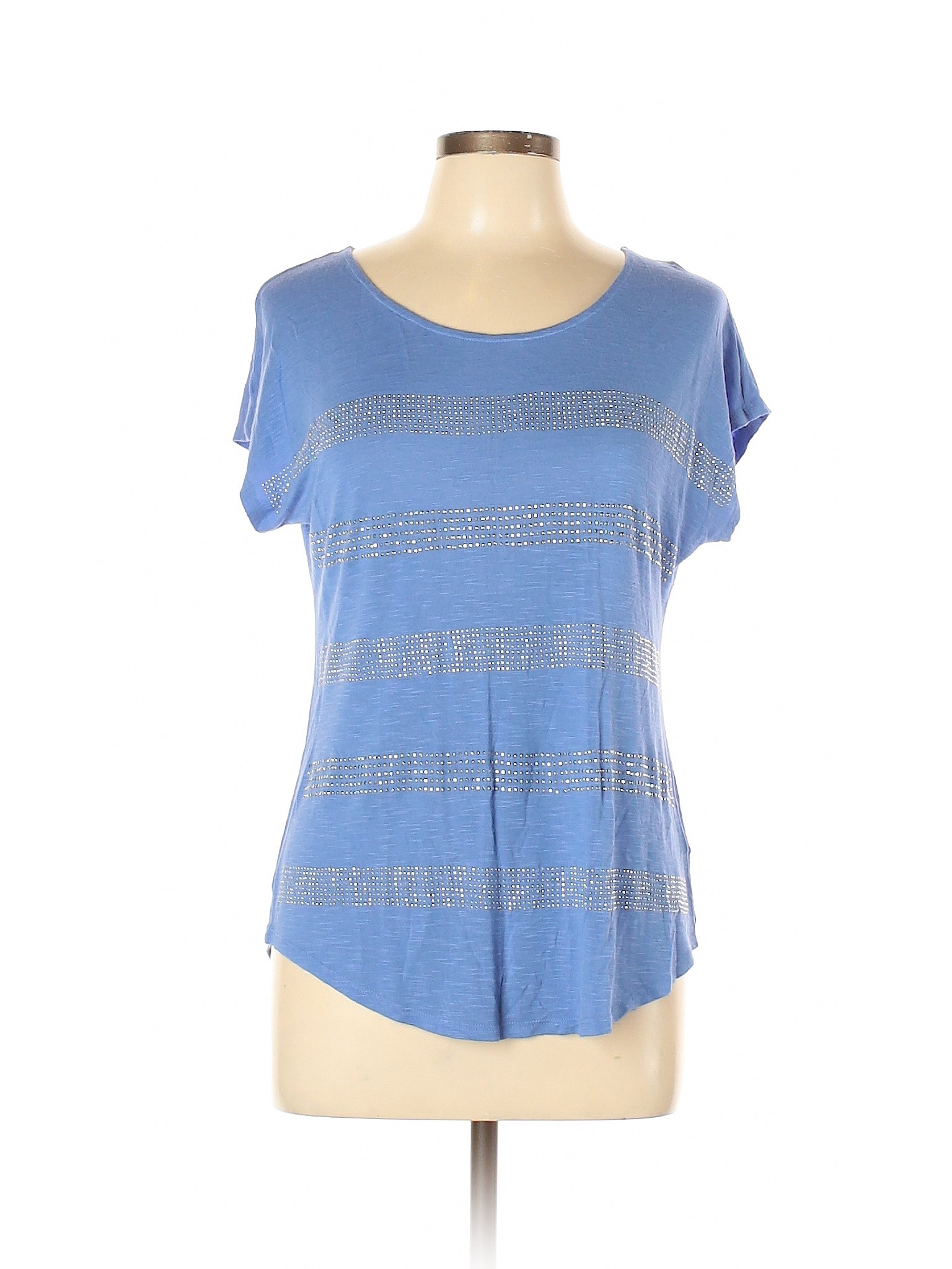 Apt 9 100 Rayon Stripes Blue Short Sleeve Top Size L 46 Off Thredup