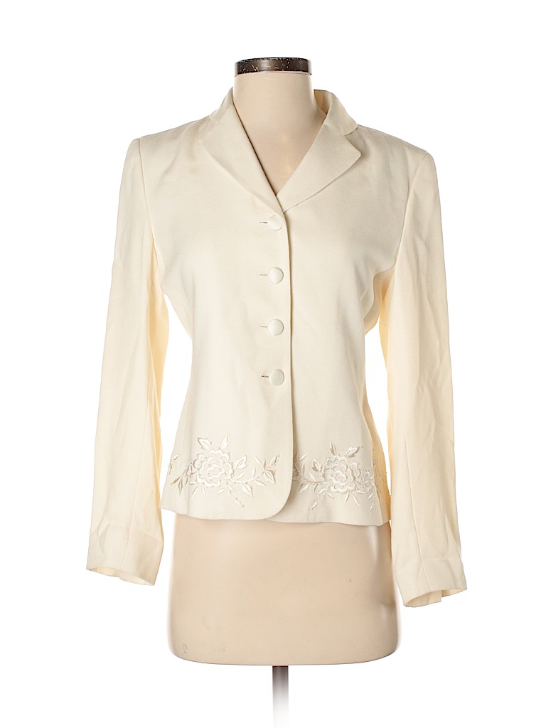 Kasper A.S.L. Solid Ivory Blazer Size 2 (Petite) - 90% off | thredUP