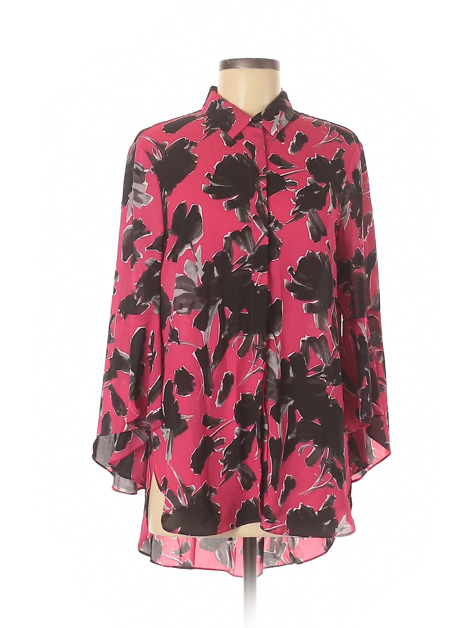 Imnyc Isaac Mizrahi 100 Polyester Pink Long Sleeve Blouse Size M 77