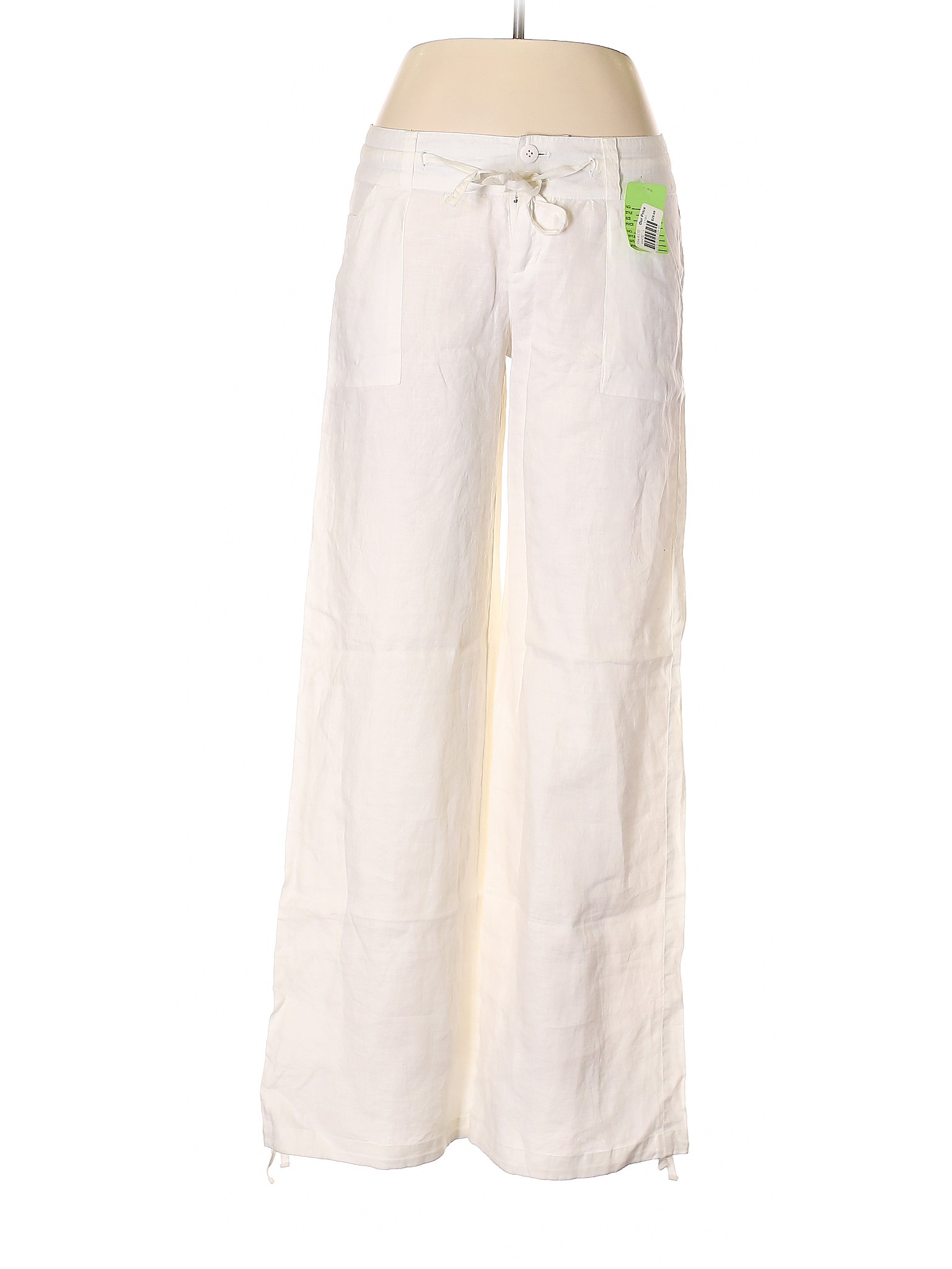 Love Tree 100% Linen Solid White Linen Pants Size L - 83% off | thredUP