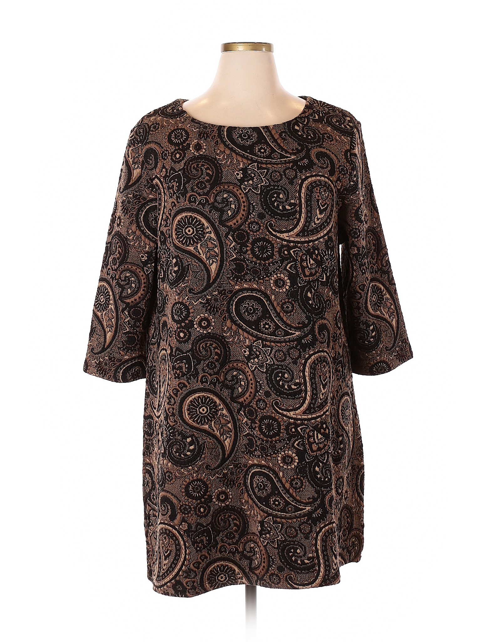North Style Paisley Brown Casual Dress Size 1X (Plus) - 62% off | thredUP