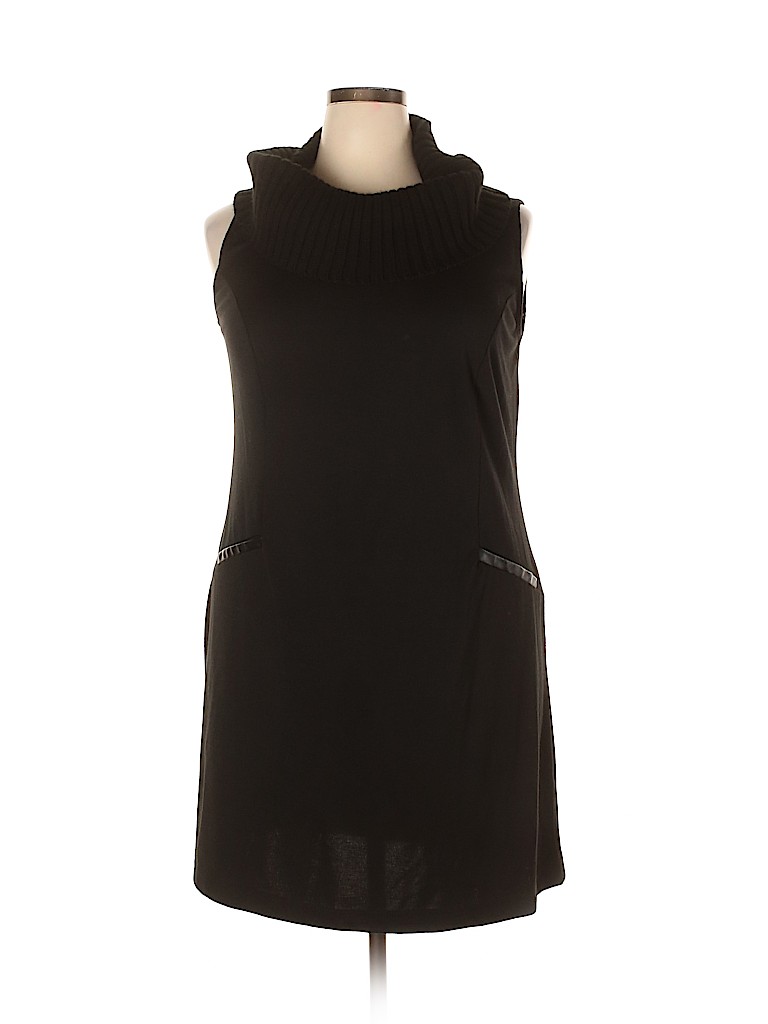 Dex Graphic Solid Black Casual Dress Size 1X (Plus) - 52% off | thredUP