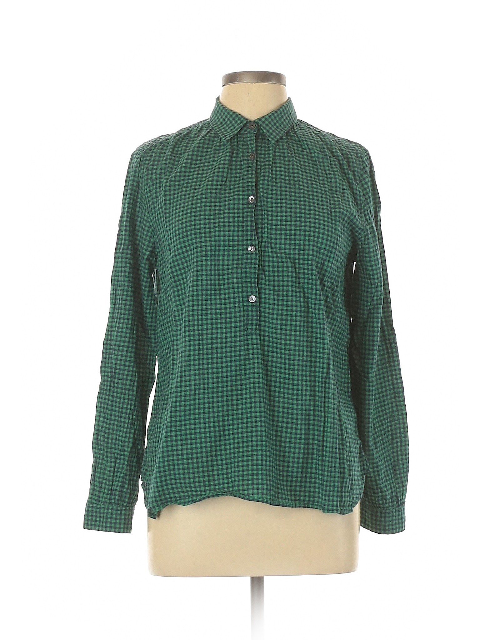 J.Crew Checkered-gingham Colored Green Long Sleeve Button-Down Shirt Size 12 - 83% off | ThredUp