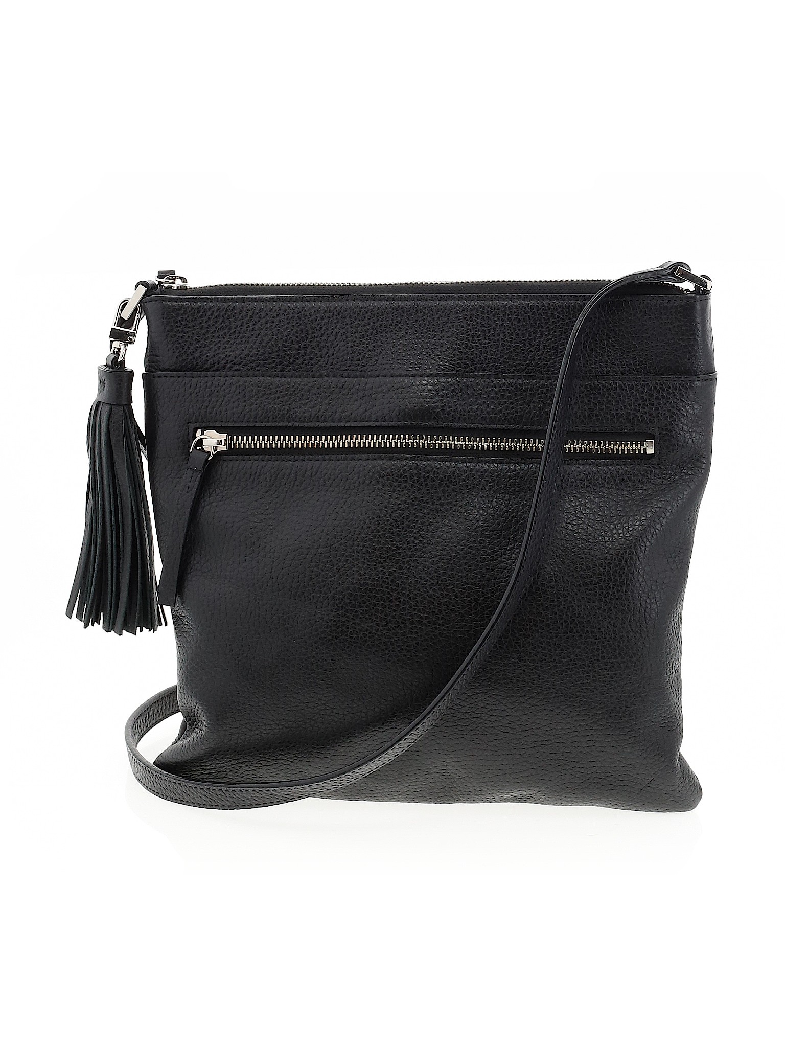 Halogen Solid Black Leather Crossbody Bag One Size - 73% off | thredUP