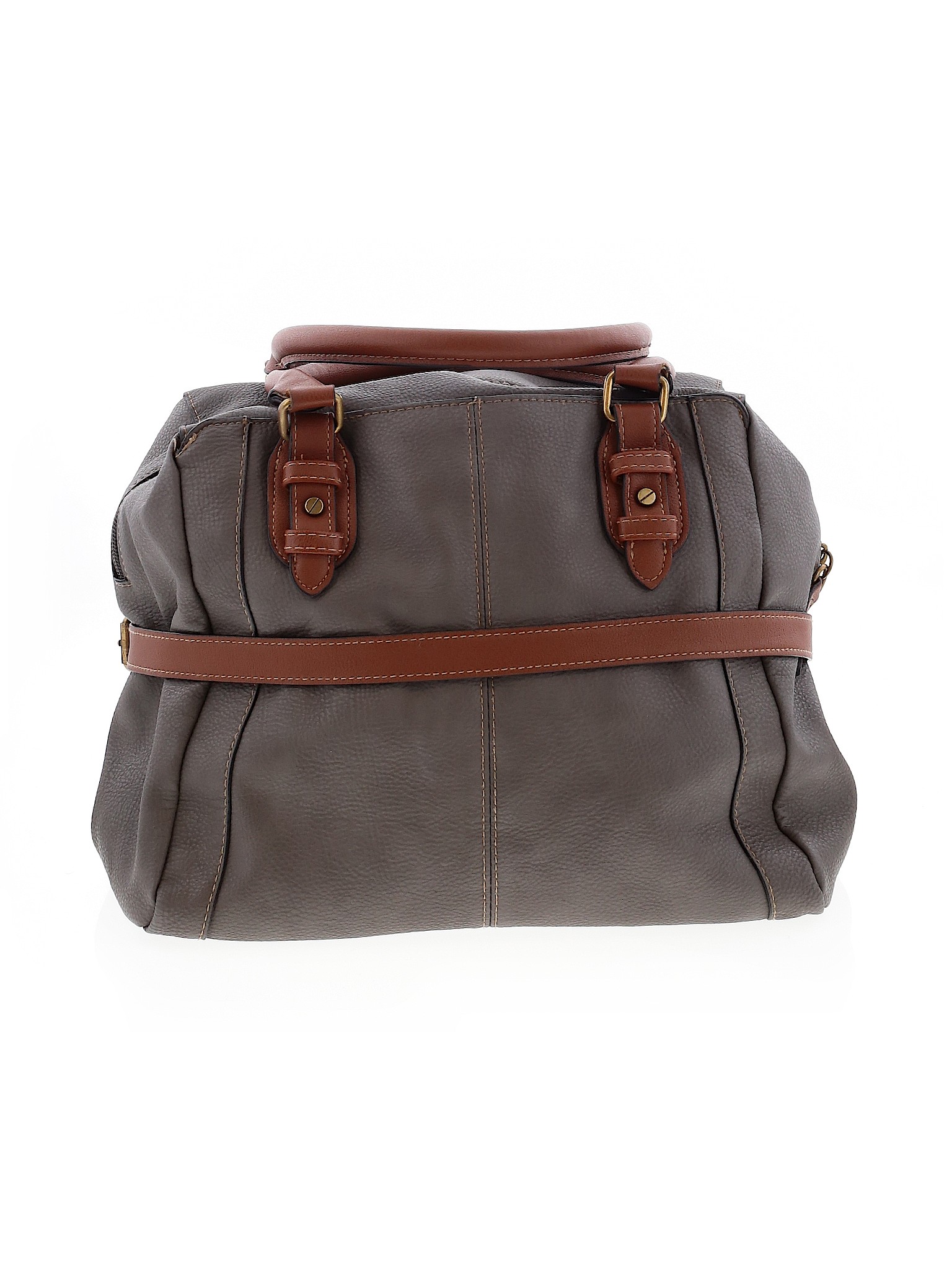 Assorted Brands Solid Color Block Grey Gray Leather Shoulder Bag One ...