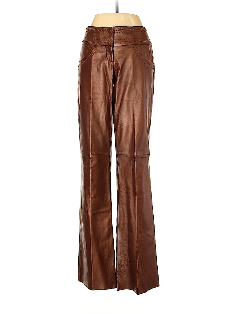 Cache 100% Leather Brown Leather Pants Size 4 - 58% off | thredUP