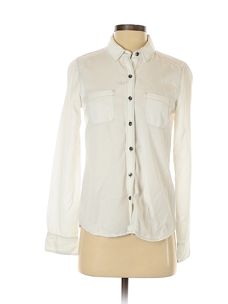 Halogen 100% Tencel Solid Ivory White Long Sleeve Button-Down Shirt Size XS - 81% off | thredUP