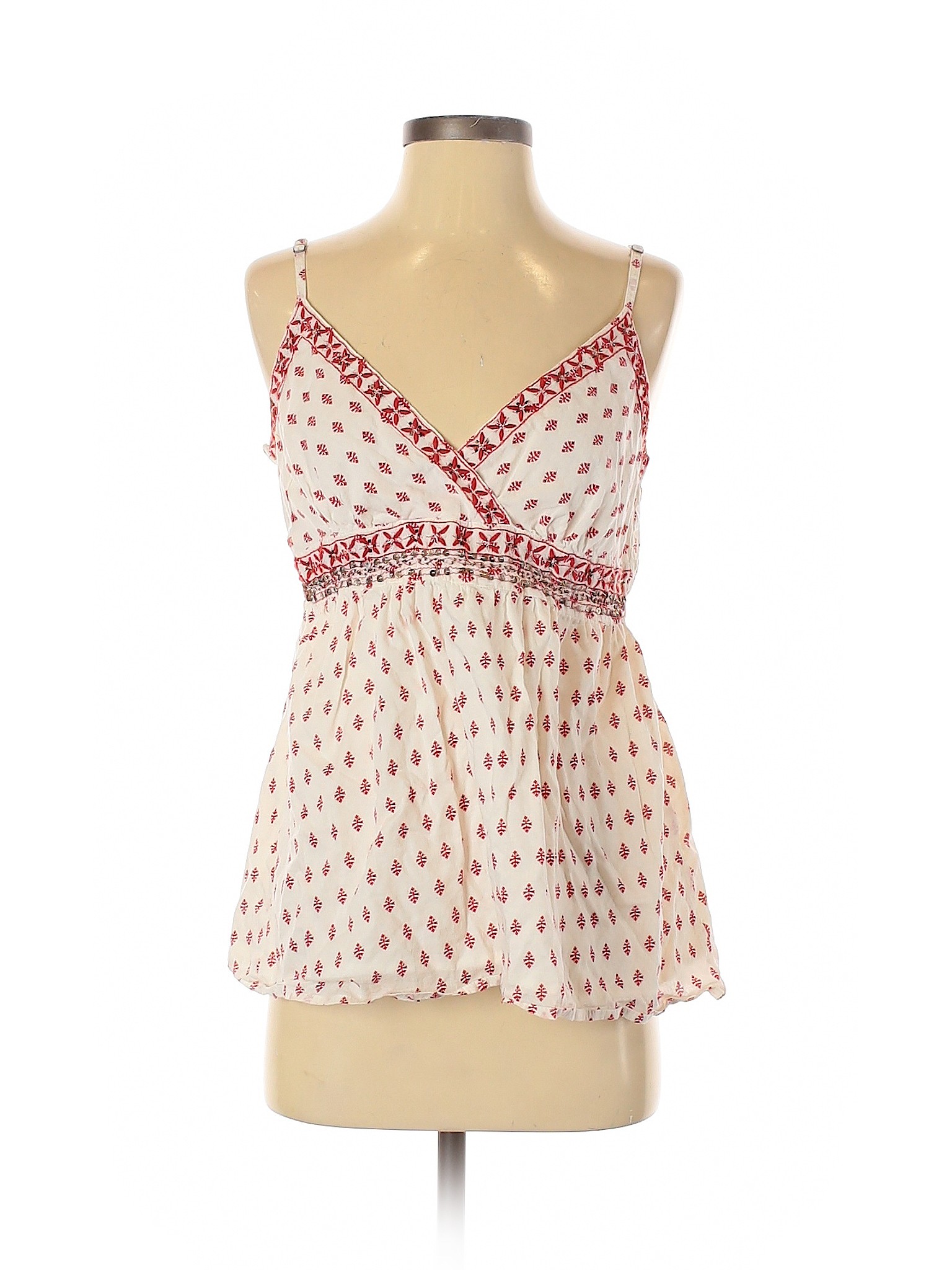 Jw Jw Style 100 Cotton Polka Dots White Red Sleeveless Blouse Size S