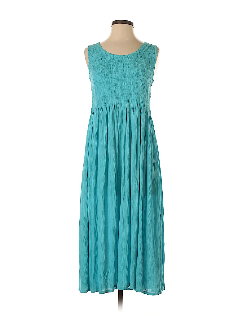 Vasna 100% Rayon Solid Teal Blue Casual Dress Size S - 82% off | thredUP