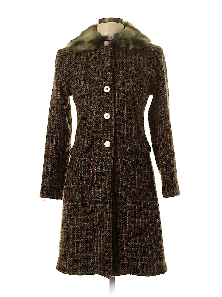 Rachel Riley 100% Wool Print Brown Green Wool Coat Size 38 (EU) - 78% ...