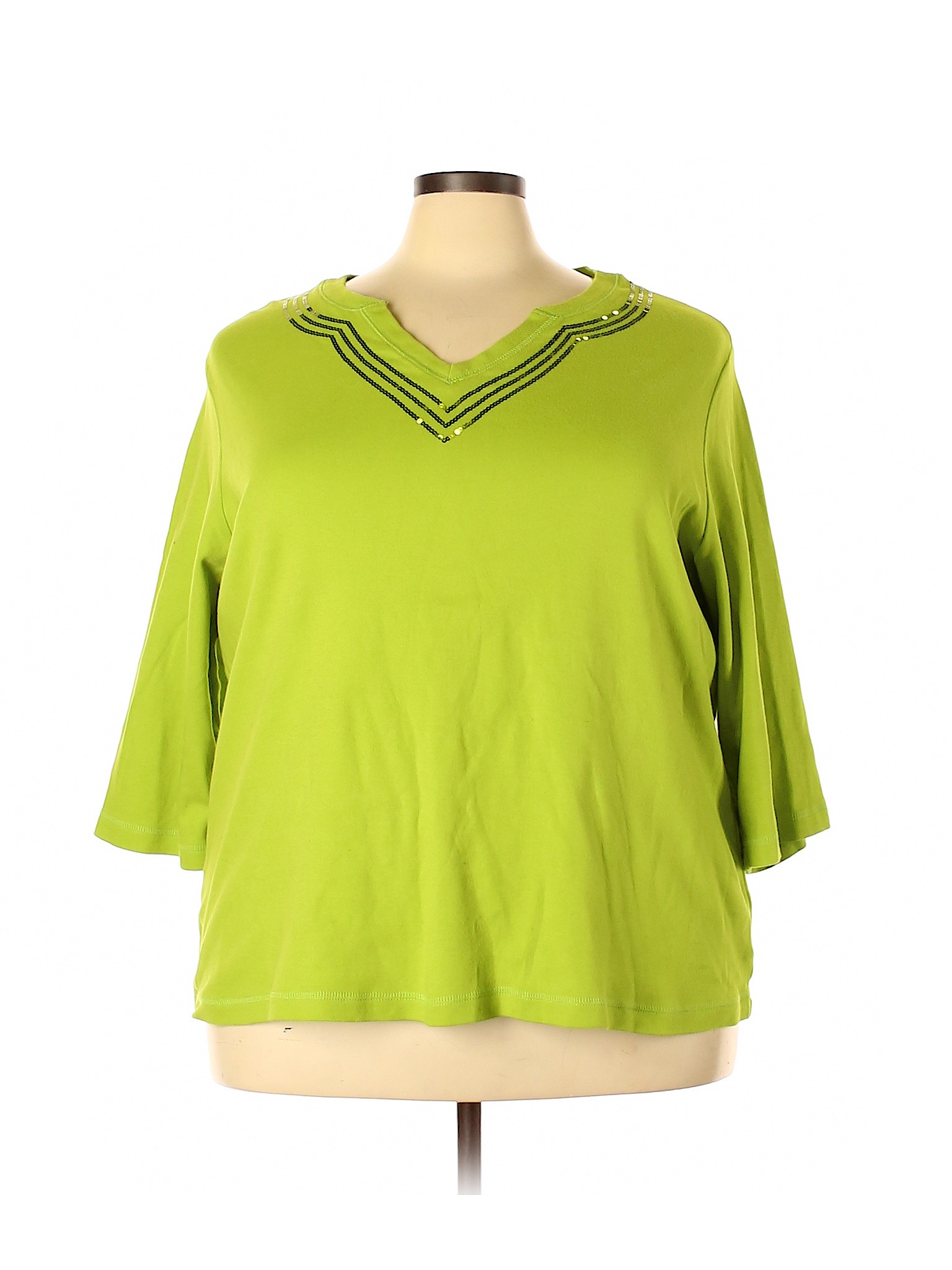 Quacker Factory Solid Green Pullover Sweater Size 3X (Plus) - 73% off ...