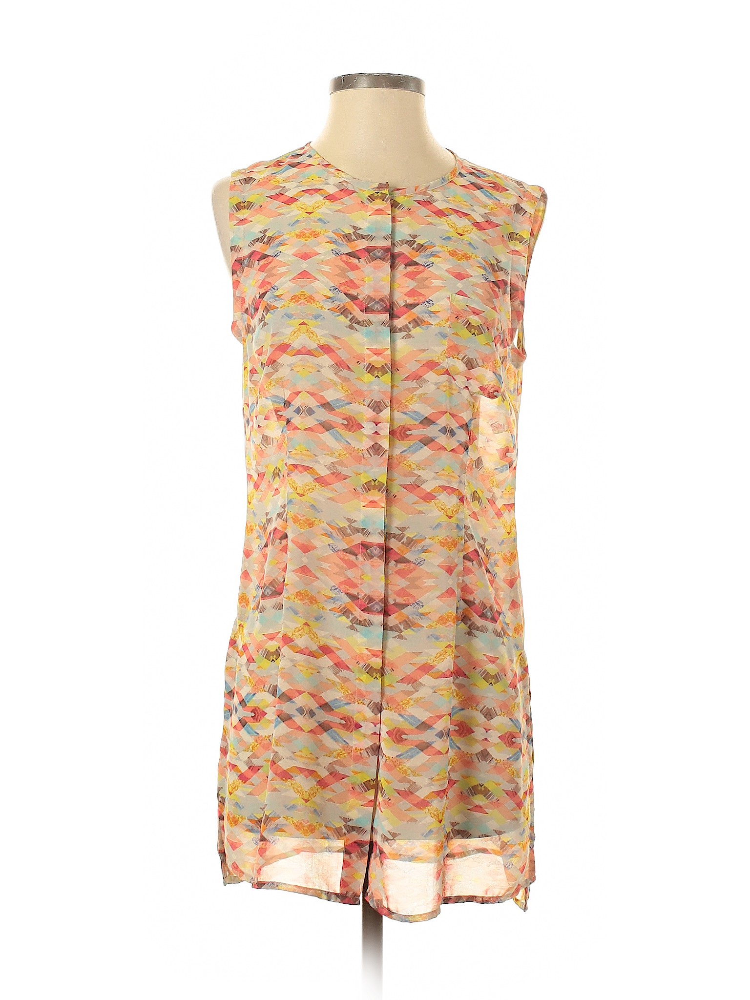 Cabi 100 Polyester Multi Color Ivory Sleeveless Blouse Size S 58