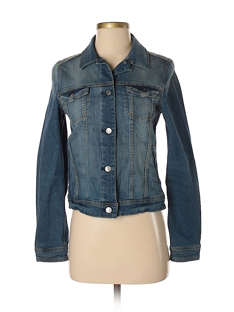 MNG Solid Blue Denim Jacket Size XXS - 80% off | thredUP