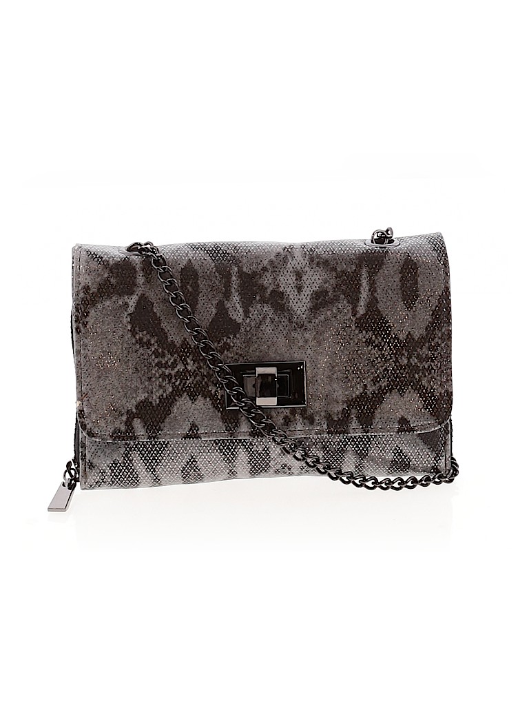 White House Black Market Animal Print Gray Leather Crossbody Bag One ...