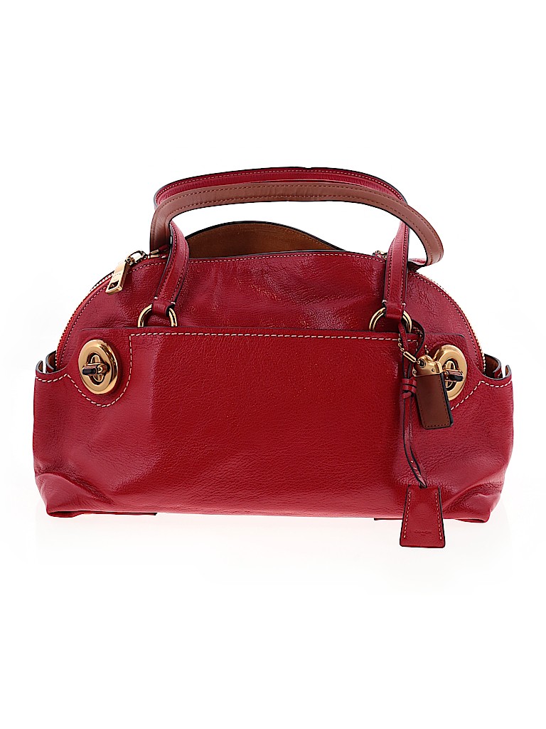 Coach 1941 100% Leather Color Block Solid Red Leather Satchel One Size ...