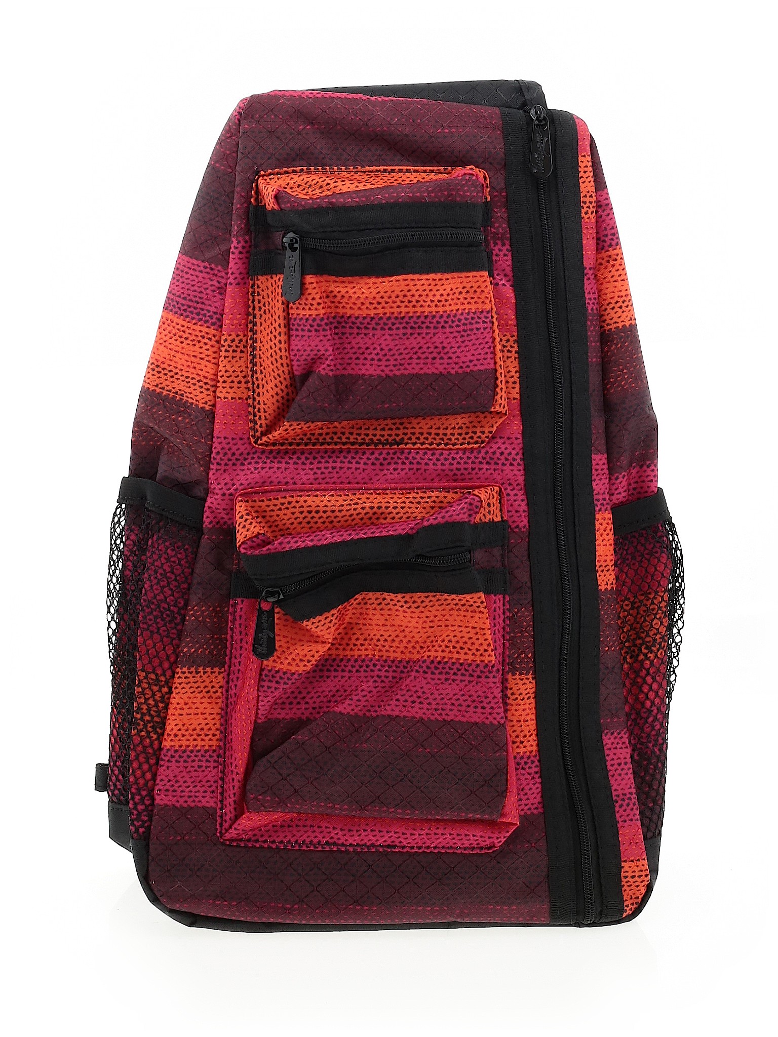 Thirty One 100% Polyester Color Block Stripes Red Pink Backpack One ...