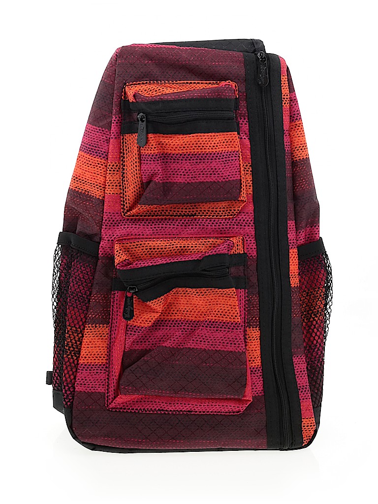 Thirty One 100% Polyester Color Block Stripes Red Pink Backpack One ...