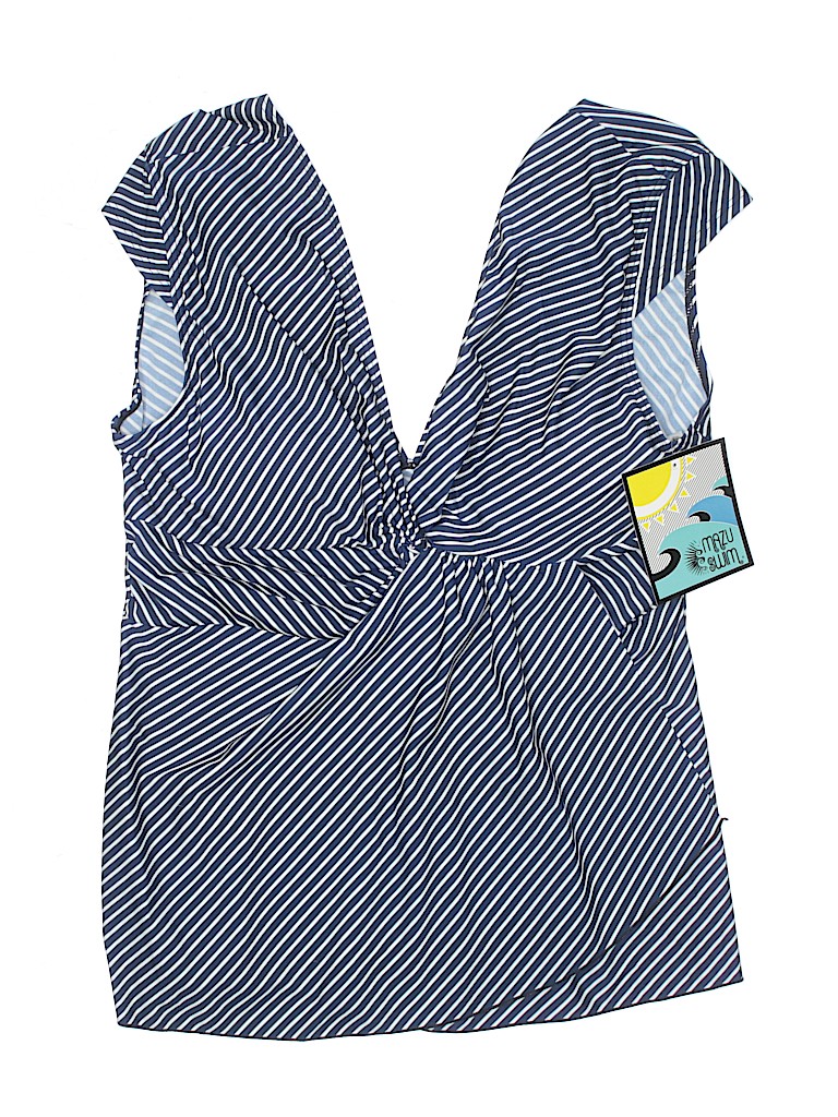 Mazu Swim Stripes Blue Swimsuit Top Size 1X (Plus) - 49% off | thredUP