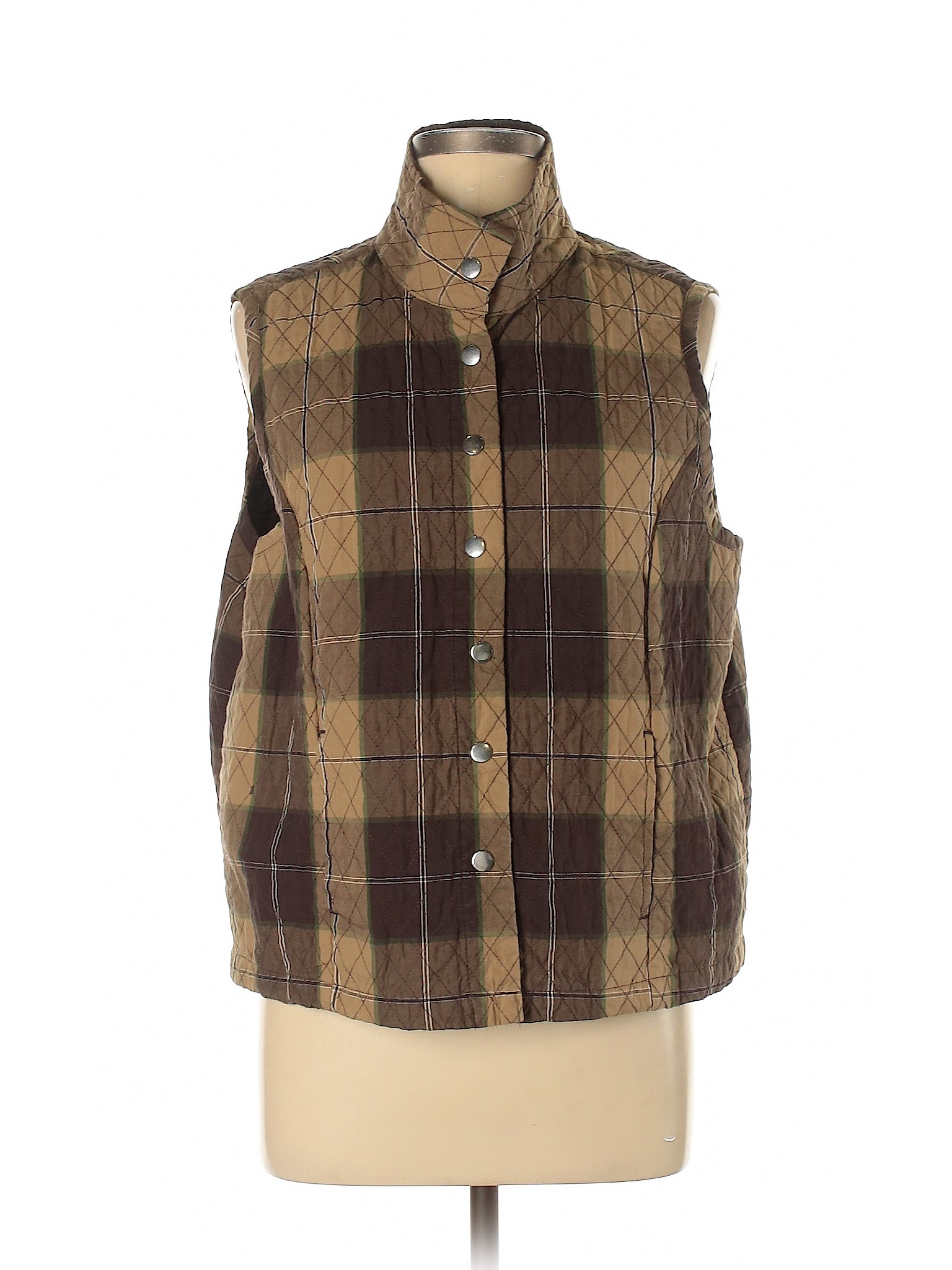 Baxter & Wells 100% Cotton Checkered-gingham Yellow Tan Vest Size L ...