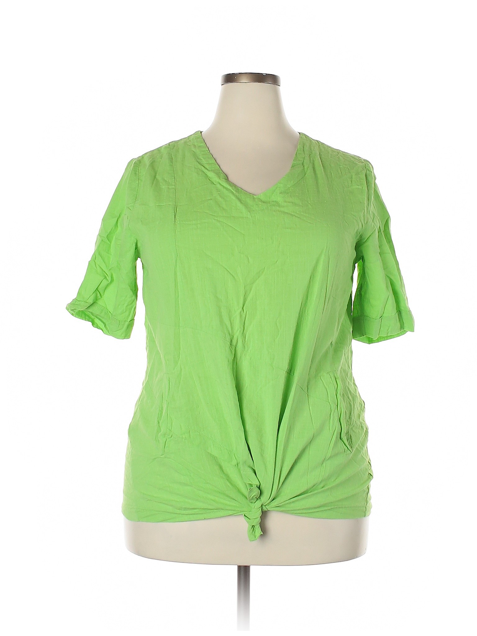 Misslook Solid Green Short Sleeve Blouse Size 2x Plus 74 Off Thredup