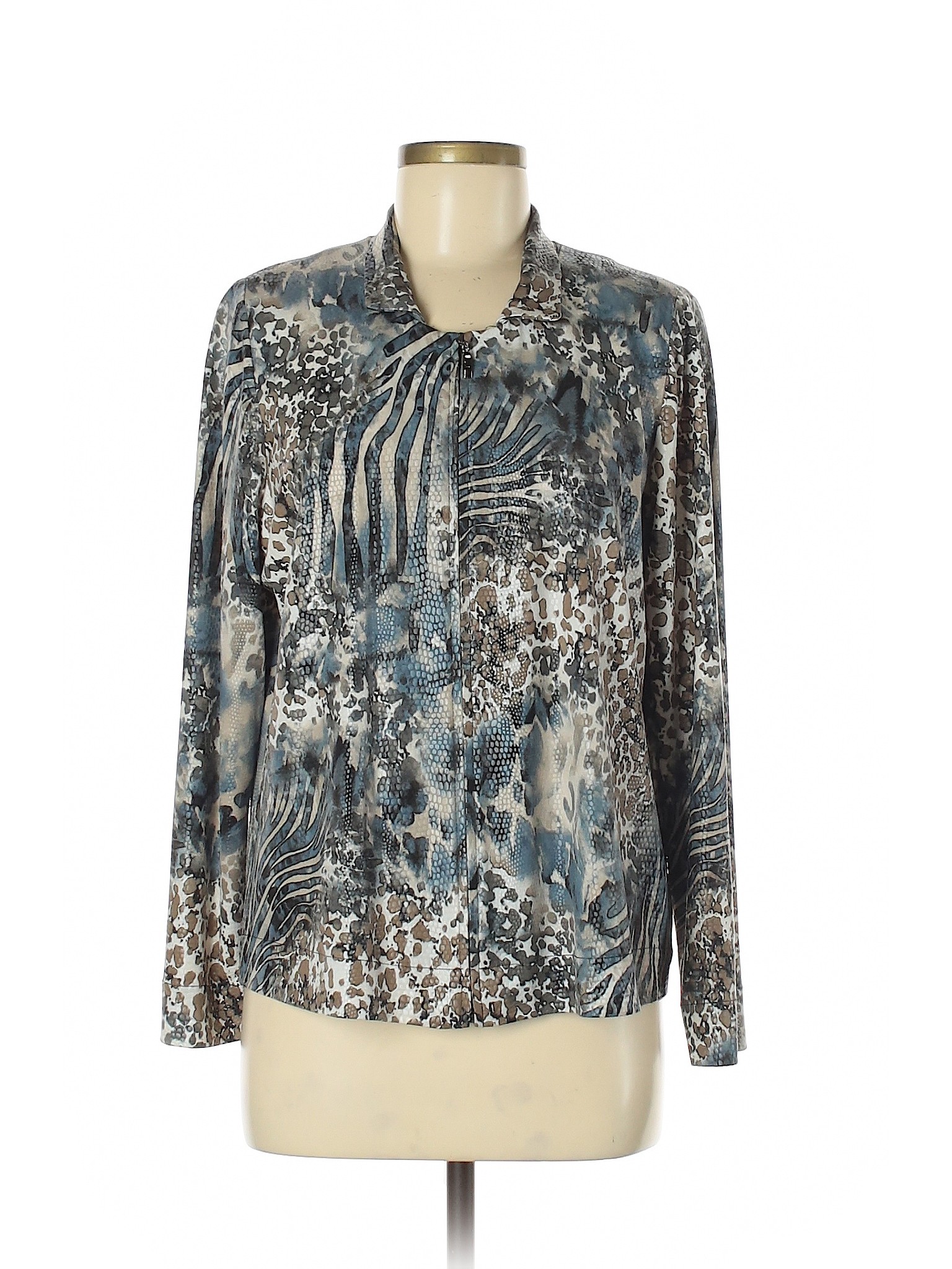 misook Animal Print Blue Tan Jacket Size M - 43% off | thredUP