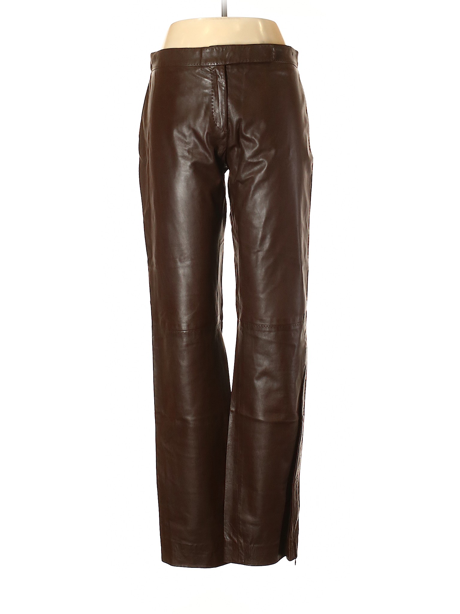 Ralph Lauren Collection Women Brown Leather Pants 12 | eBay