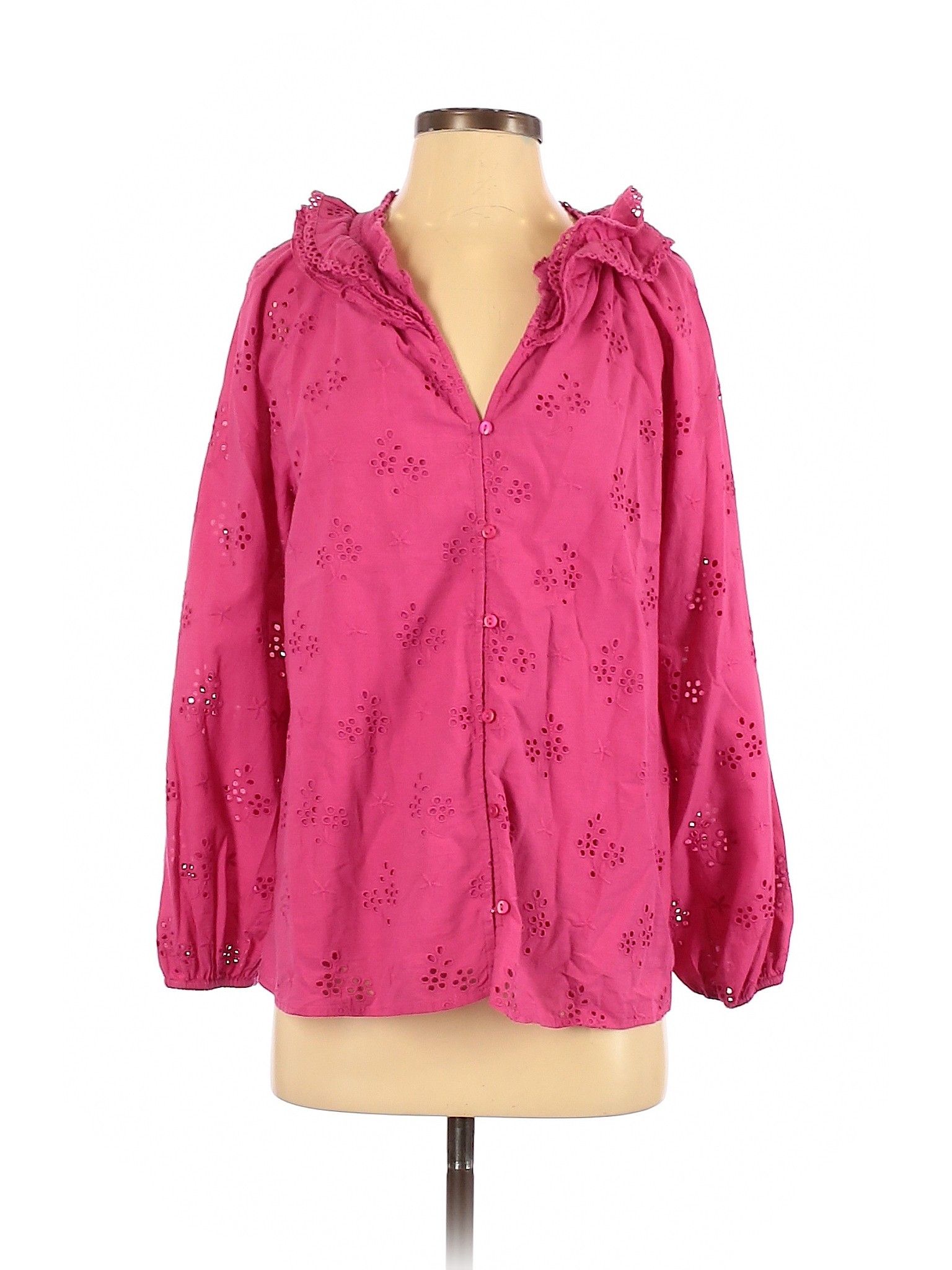 J.Crew 100% Cotton Floral Pink Long Sleeve Top Size M - 84% off | thredUP