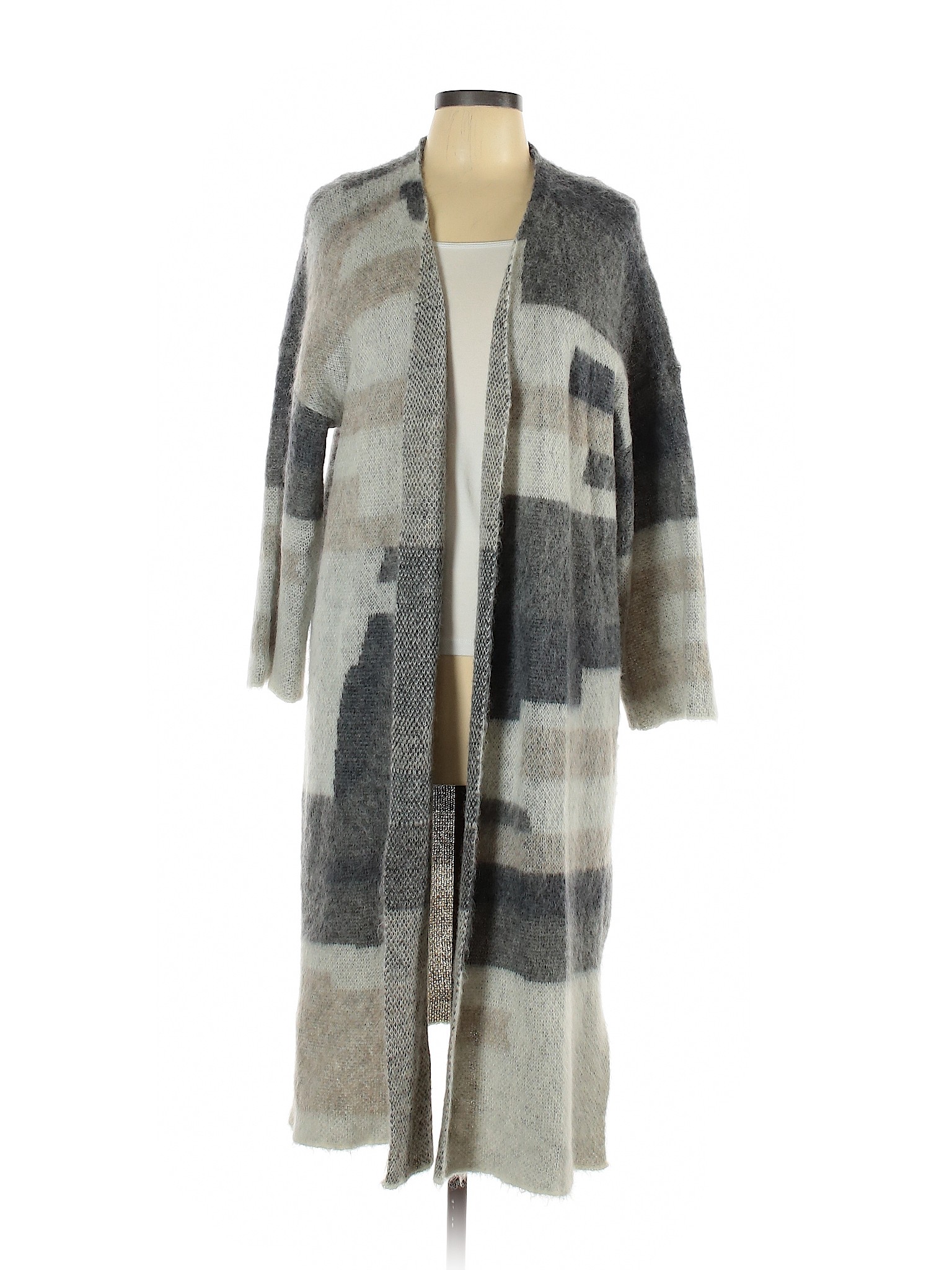 Eileen Fisher Color Block Stripes Gray Cardigan Size L - 57% off | thredUP